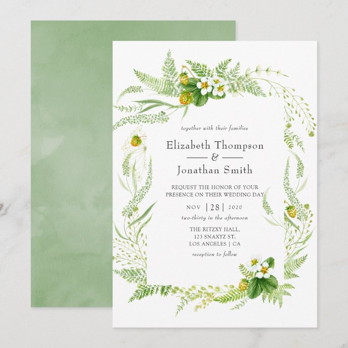 Watercolor Country Rustic Greenery Wedding Invitation | Zazzle.com