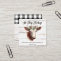 Watercolor Cow Farmhouse Floral QR code Square Business Card | Zazzle