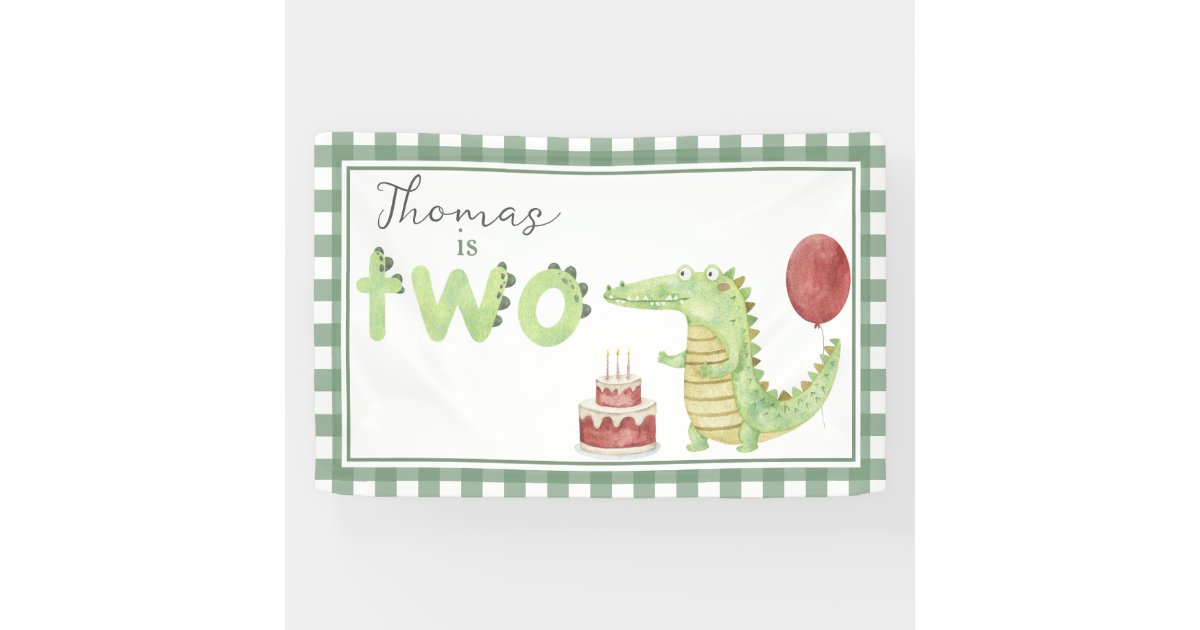 Watercolor Crocodile 2nd birthday Welcome Banner | Zazzle