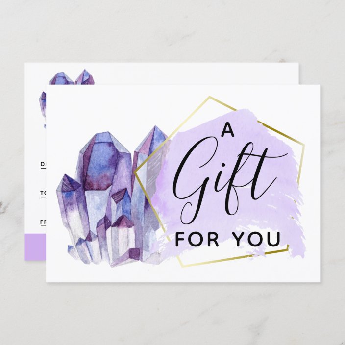 Watercolor Crystals & Gold Gift Certificate Card | Zazzle.com