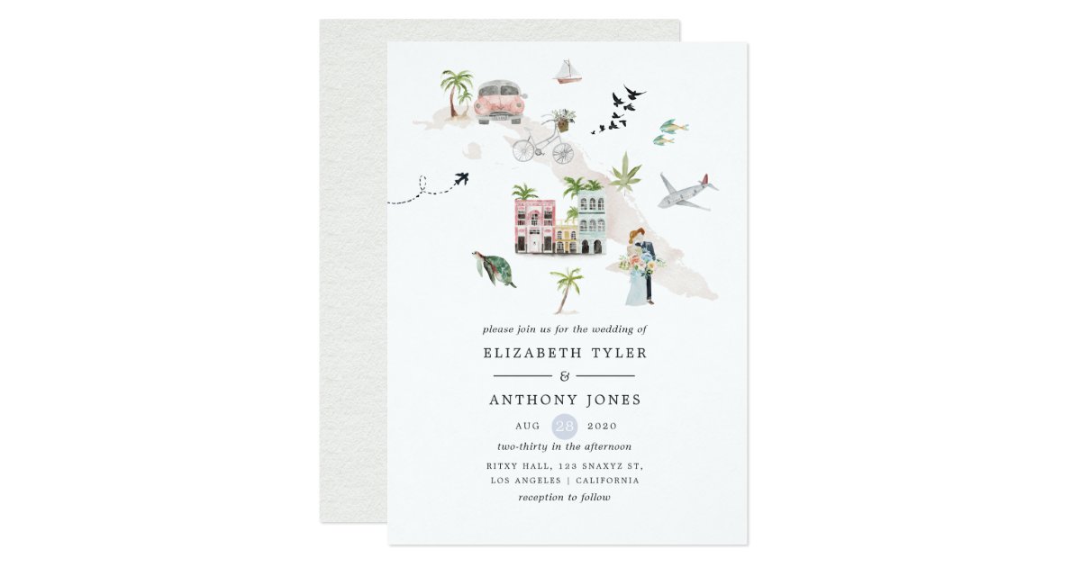Watercolor Cuba Destination Wedding Invitation | Zazzle.com