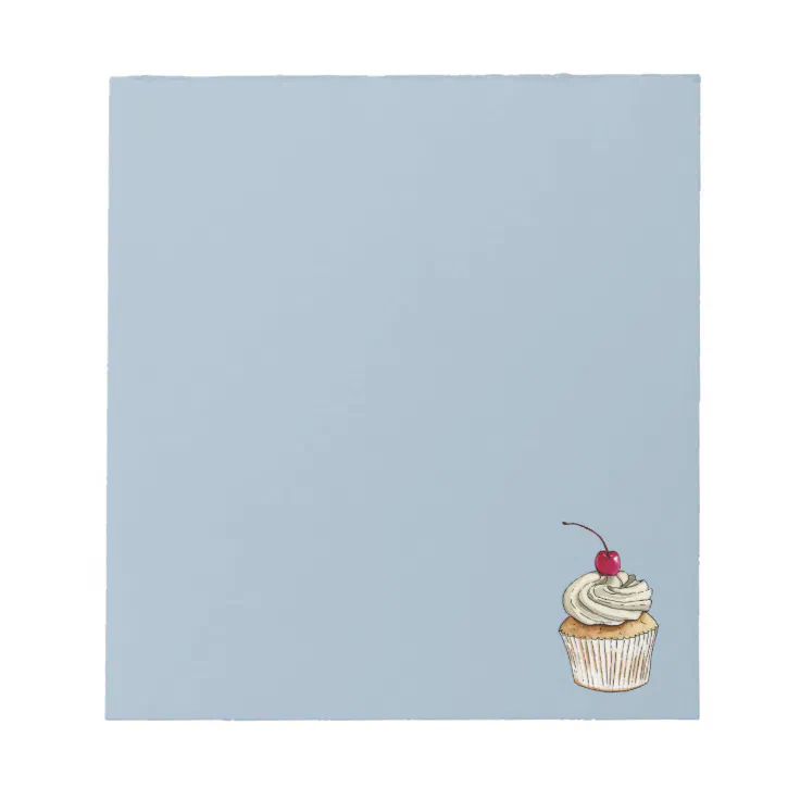 Watercolor Cupcake with Whipped Cream and Cherry Notepad | Zazzle