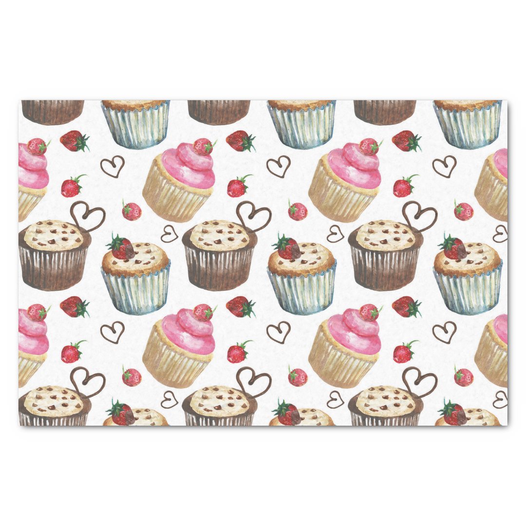 Watercolor cupcakes tissue paper | Zazzle