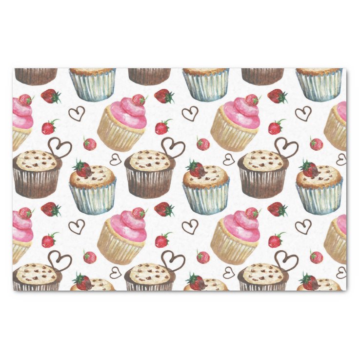Watercolor cupcakes tissue paper | Zazzle