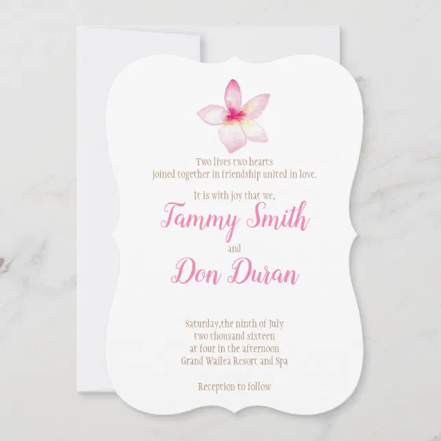 Watercolor Customizable Plumeria Invitation | Zazzle