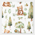 Watercolor cute Bears Woodland Forest Wallpaper | Zazzle