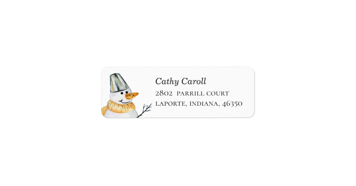 Watercolor cute Christmas snowman. Winter holiday Label | Zazzle
