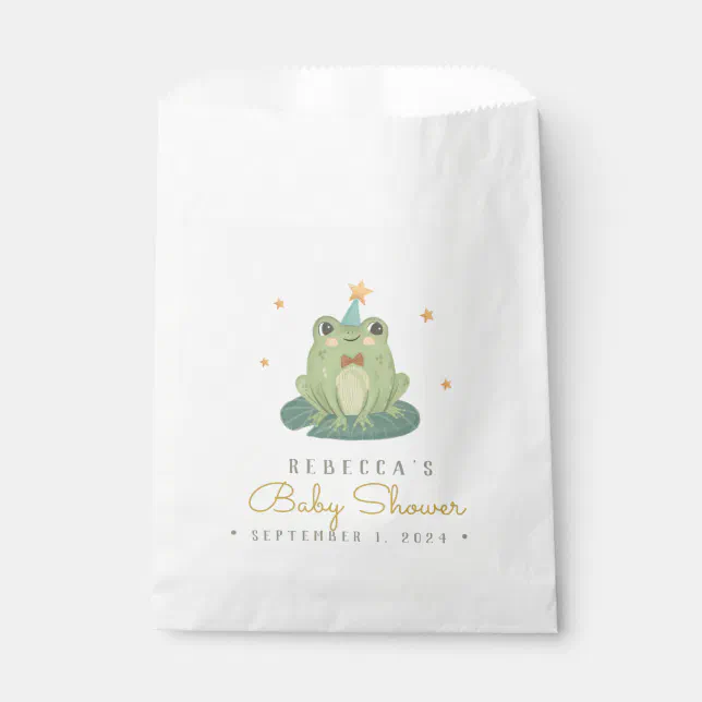 Watercolor Cute Frog Baby Shower Favor Bag | Zazzle
