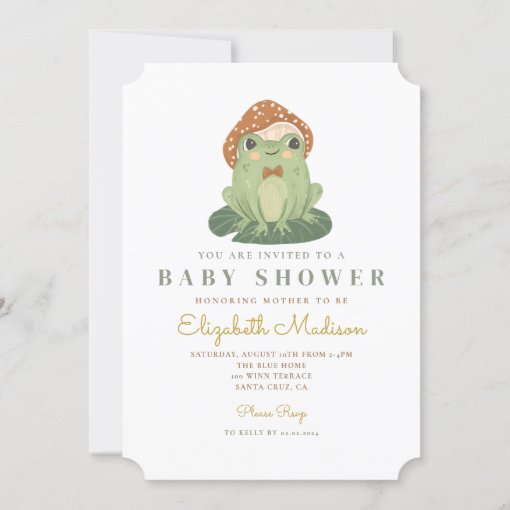 Watercolor Cute Frog Baby Shower Invitation | Zazzle