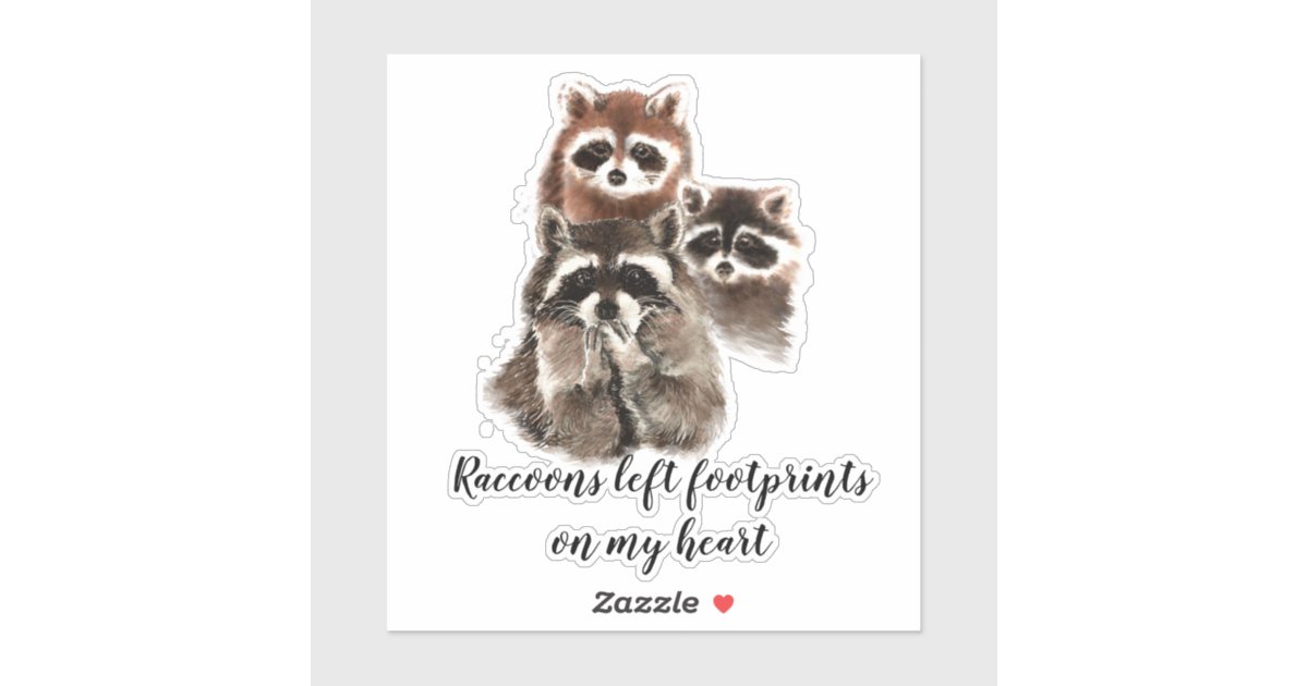 Watercolor Cute Raccoon Quote Animal Custom Name Sticker | Zazzle