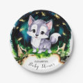 Watercolor Cute Wolf Baby Shower Paper Plates | Zazzle