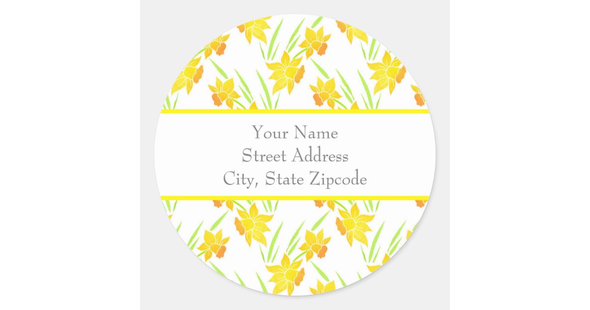 'Watercolor Daffodil Pattern' Labels | Zazzle