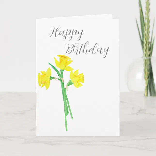 Watercolor Daffodils Birthday Card | Zazzle