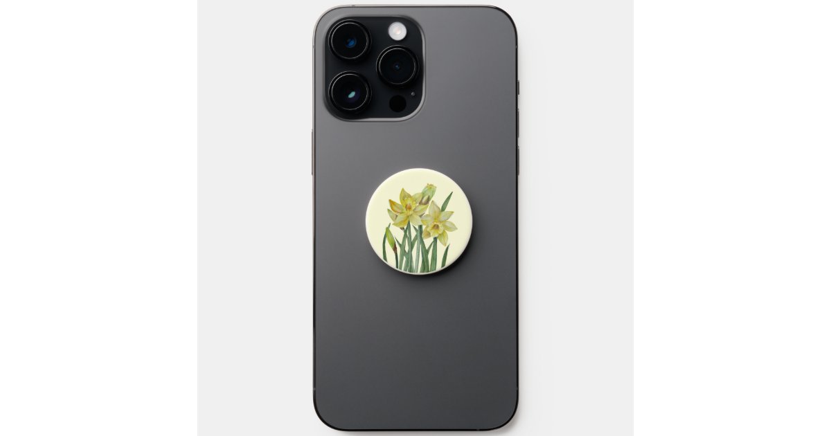 Watercolor Daffodils Flower Floral Art Monogram Th PopSocket | Zazzle