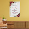 Watercolor deep red marsala roses wedding welcome poster | Zazzle