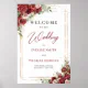 Watercolor deep red marsala roses wedding welcome poster | Zazzle