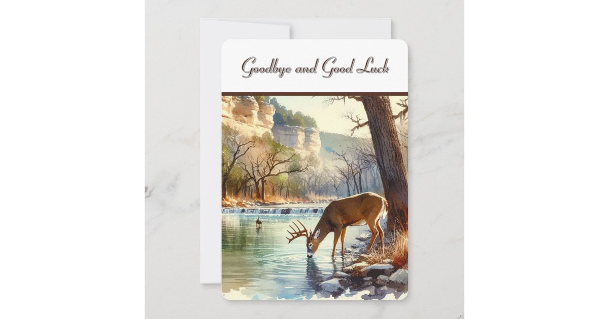 Watercolor Deer Doctor Goodbye Flat Thank You Card | Zazzle