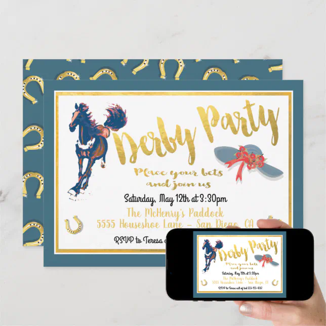Watercolor Derby Horse Racing Party Invitation | Zazzle
