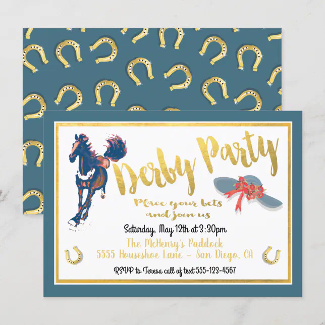 Watercolor Derby Horse Racing Party Invitation | Zazzle