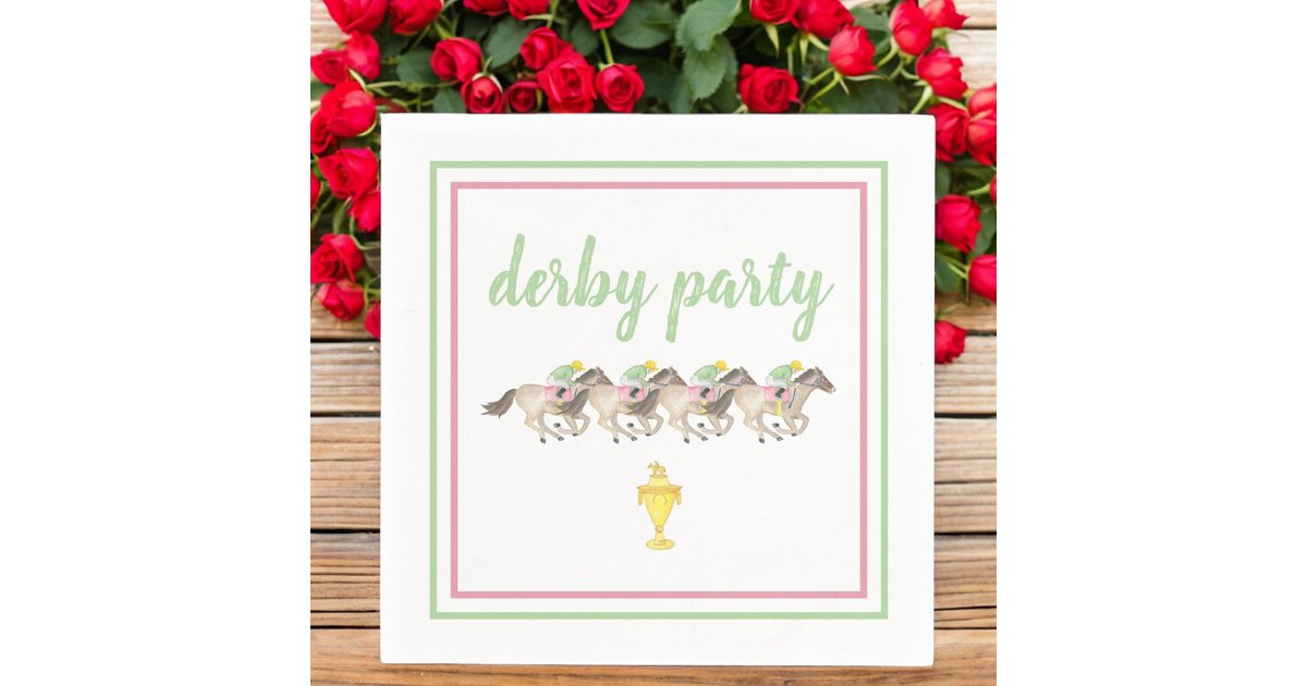Watercolor Derby Party Horse Racing Cup Napkins | Zazzle