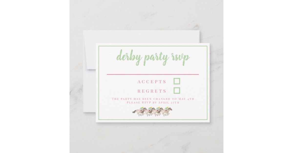 Watercolor Derby Party Jockeys Horse Racing RSVP Card | Zazzle