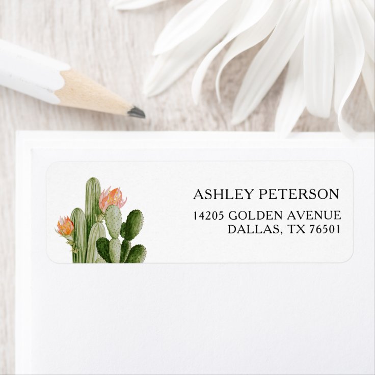 Watercolor Desert Cacti Cactus Return Address Label | Zazzle