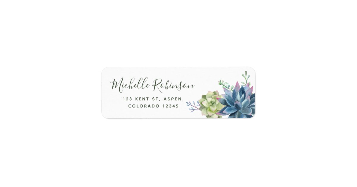 Watercolor Desert Cactus Succulents Wedding Label | Zazzle