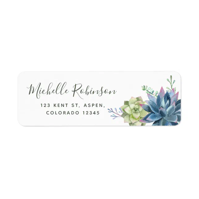 Watercolor Desert Cactus Succulents Wedding Label | Zazzle