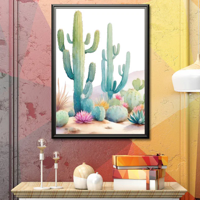 Watercolor Desert Illustration Portrait Poster | Zazzle