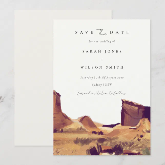 Watercolor Desert Landscape Save The Date Card | Zazzle