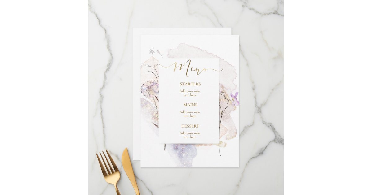 watercolor design Menu | Zazzle