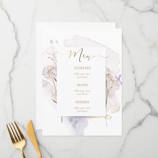 watercolor design Menu | Zazzle