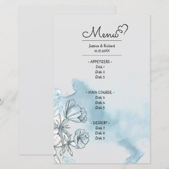 Watercolor Dinner Menu Card | Zazzle