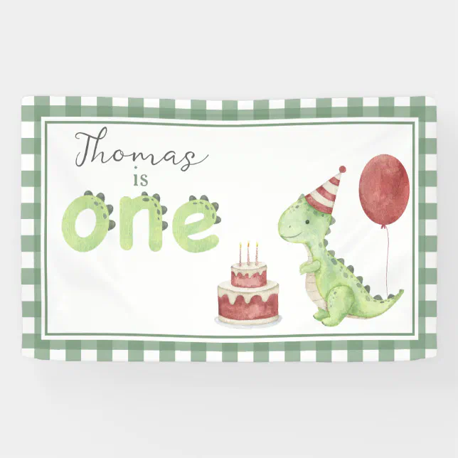 Watercolor Dinosaur 1st birthday Welcome Banner | Zazzle