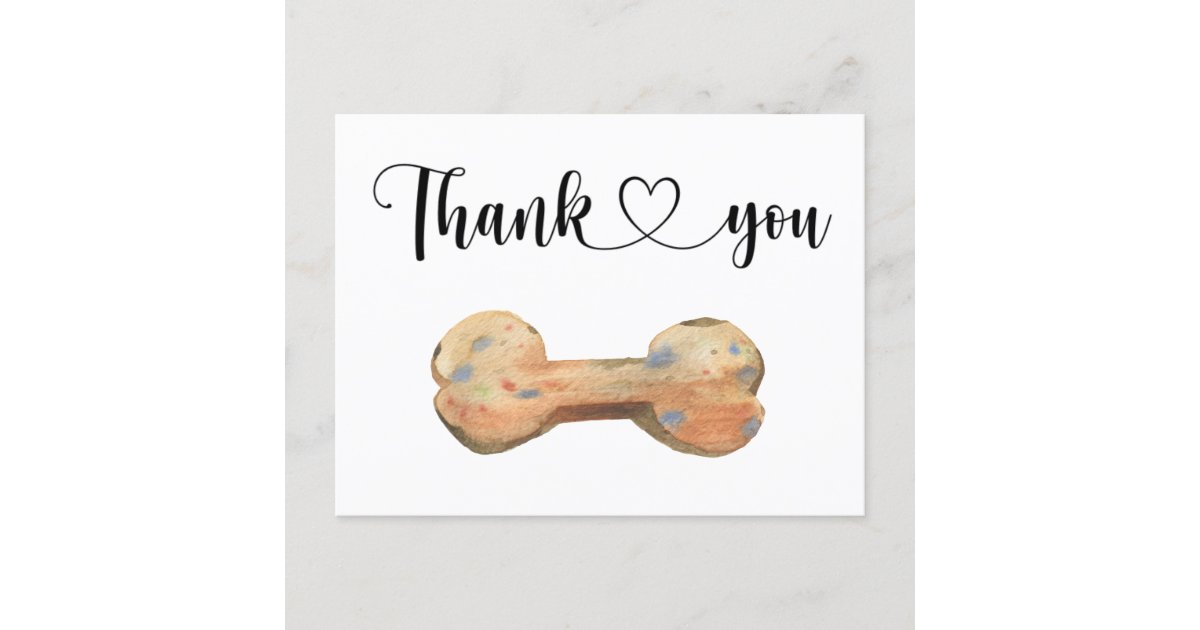 Watercolor Dog Bone Custom Thank you card | Zazzle