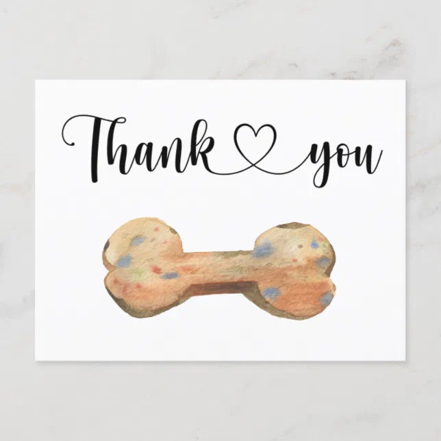 Watercolor Dog Bone Custom Thank you card | Zazzle