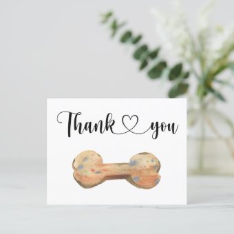 Watercolor Dog Bone Custom Thank you card | Zazzle