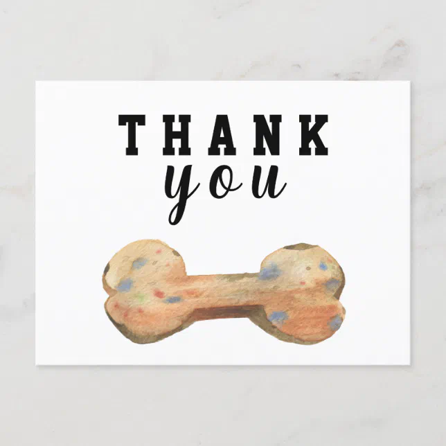 Watercolor dog bone Custom Thank you card | Zazzle