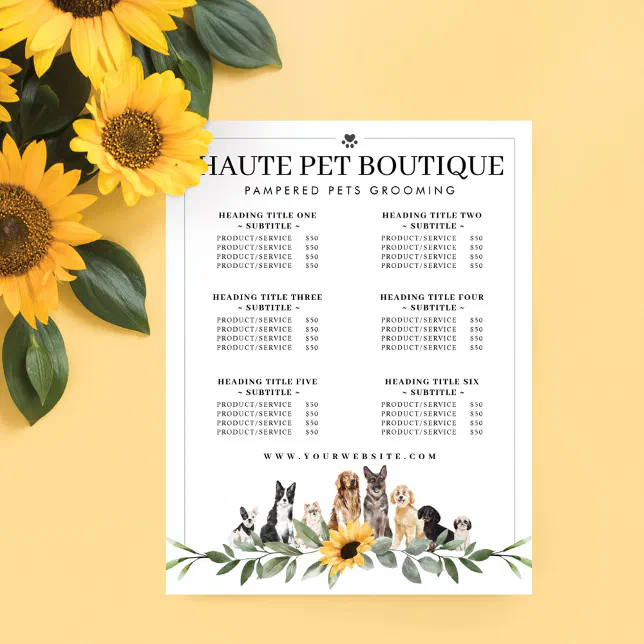 Watercolor Dog Breeds Pet Care Service Prices | Zazzle