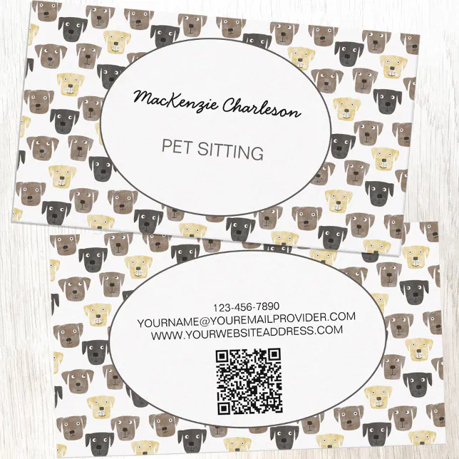 Watercolor Dog Pet Sitting QR Code Business Card | Zazzle