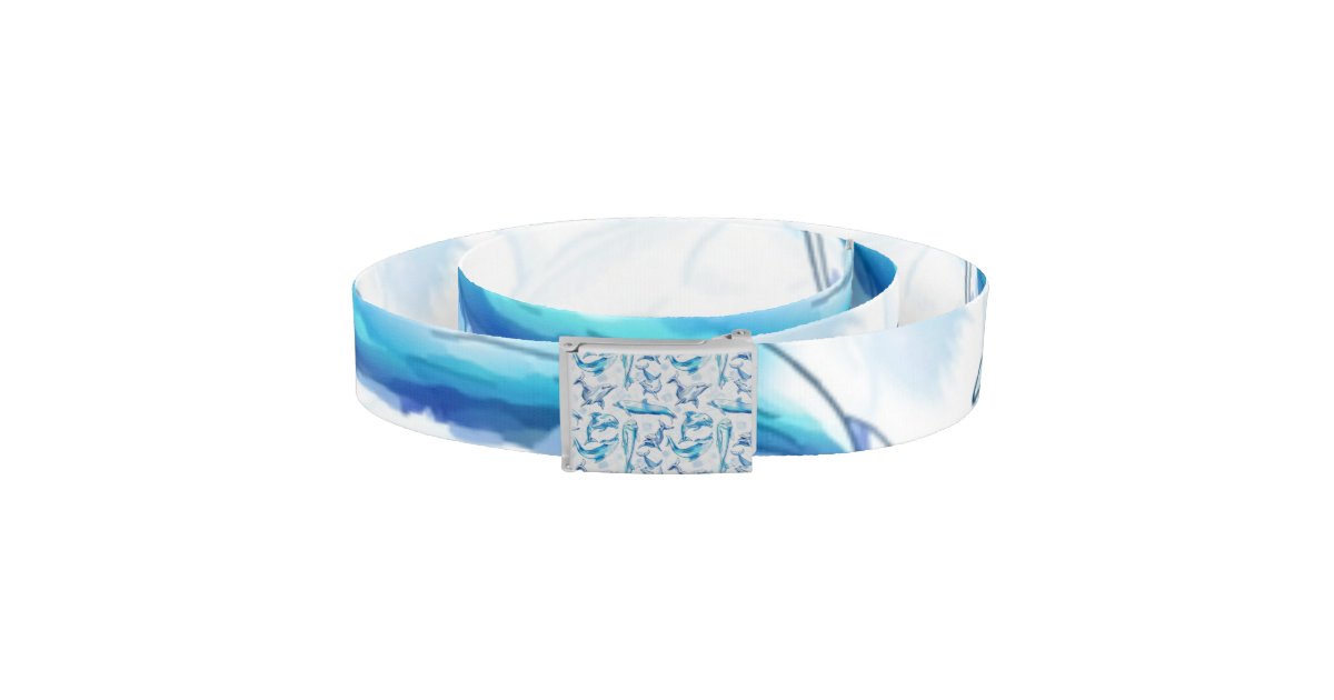 watercolor dolphin fish seamless pattern, dolphin belt | Zazzle