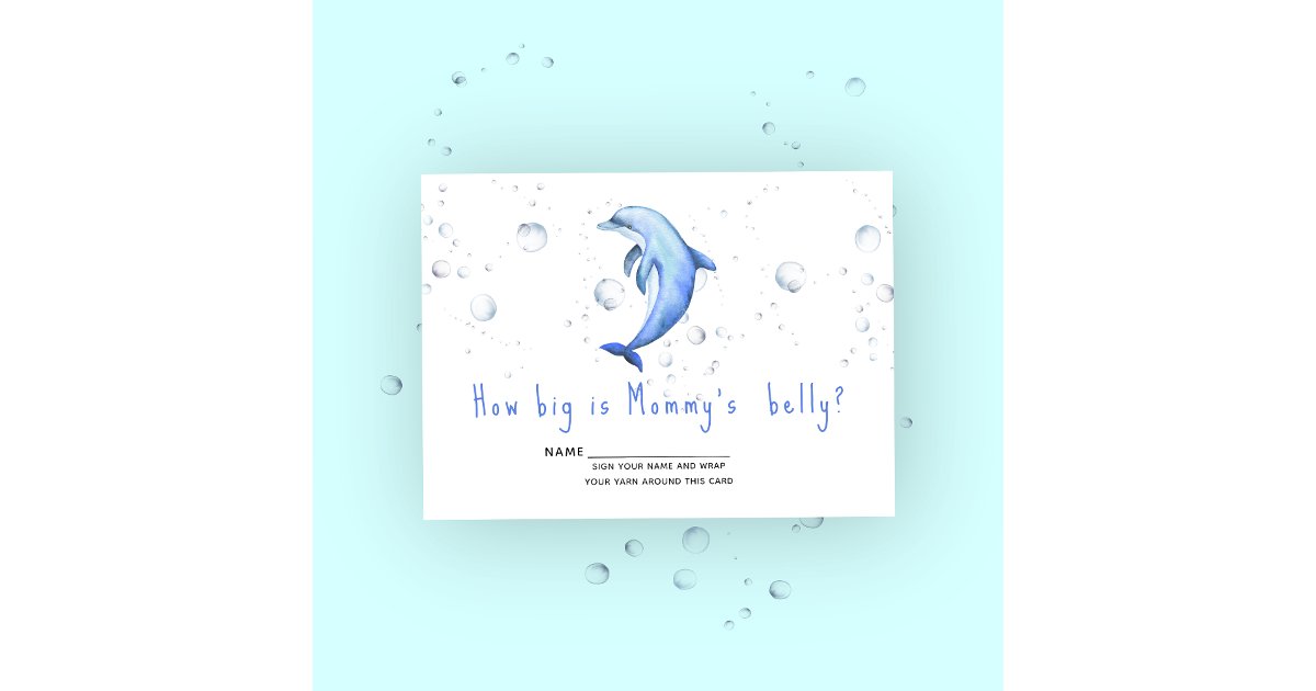 Watercolor dolphin - how big is mommy's belly enclosure card | Zazzle