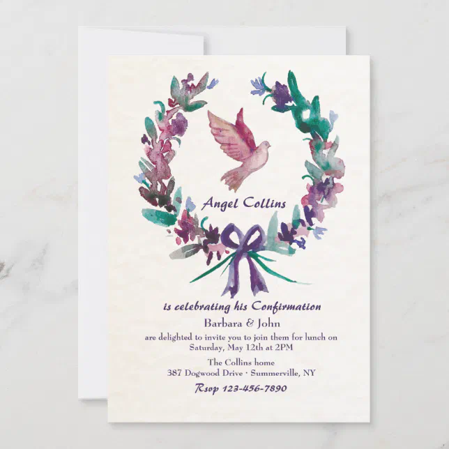 Watercolor Dove Religious Invitation | Zazzle