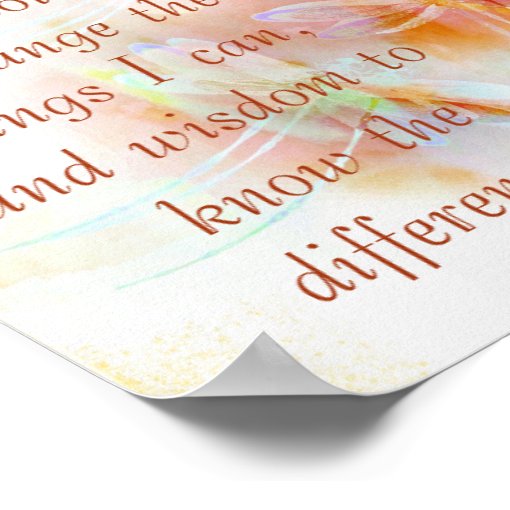 Watercolor dragonflies serenity prayer poster | Zazzle