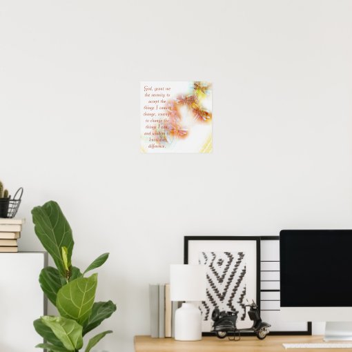 Watercolor dragonflies serenity prayer poster | Zazzle