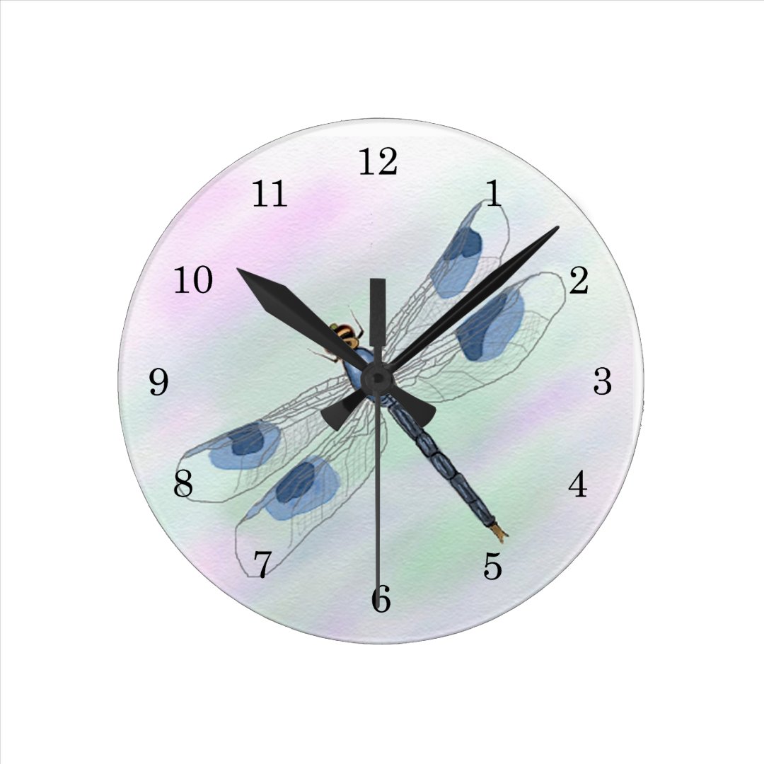 Watercolor Dragonfly Clock | Zazzle