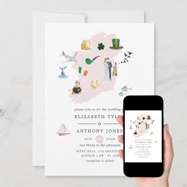 Watercolor Dublin Ireland Destination Wedding Invitation | Zazzle