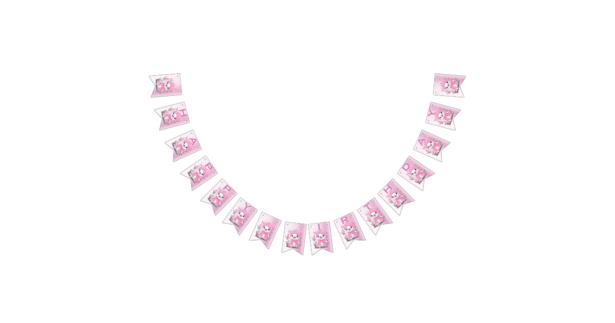 Watercolor Duck Pink Flower Bunting Flag | Zazzle