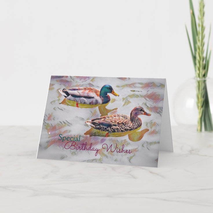 Watercolor Ducks Birthday Card | Zazzle