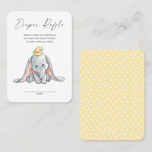 Watercolor Dumbo Diaper Raffle Insert Card | Zazzle